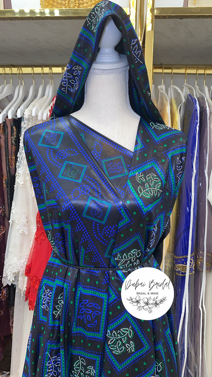 Blue Bedazzled Framed Shaash – Dubai Bridal