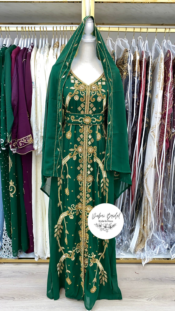 Checkered Nikkah Abaya (Green) – Dubai Bridal