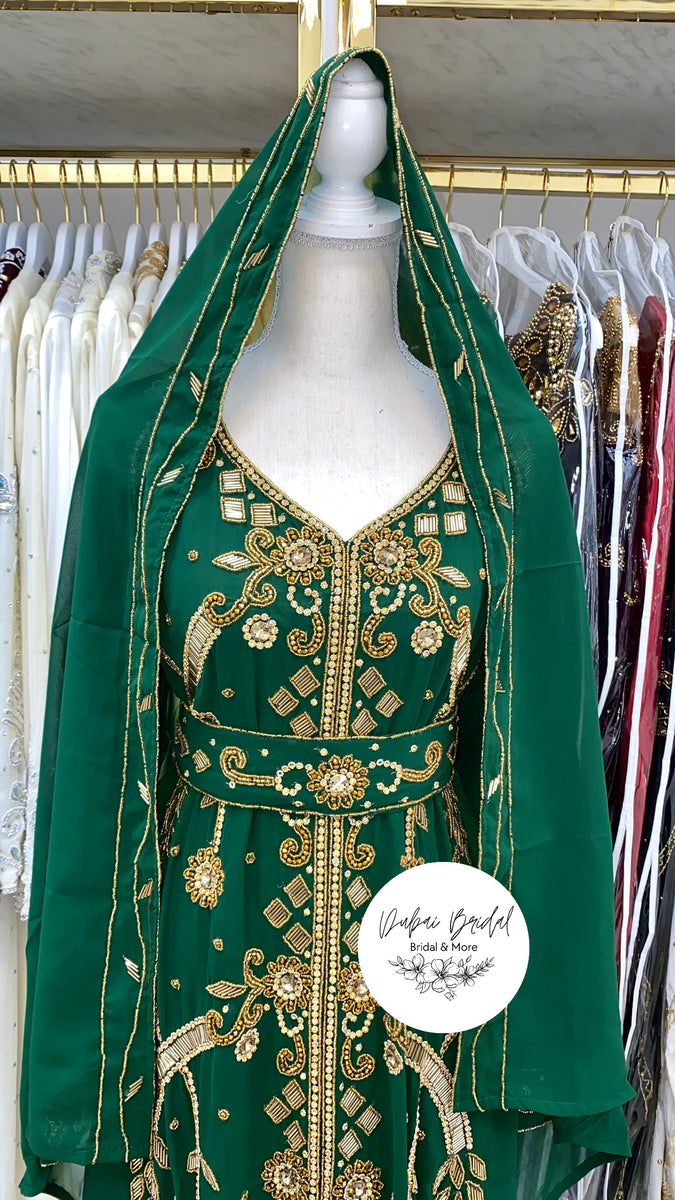 Checkered Nikkah Abaya (Green) – Dubai Bridal