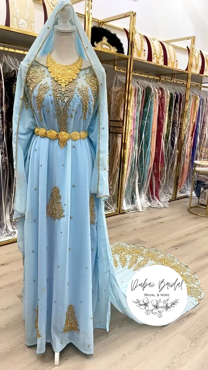 THE SIMPLE COLLECTION: Baby Blue Chiffon Bridal Dirac – Dubai Bridal