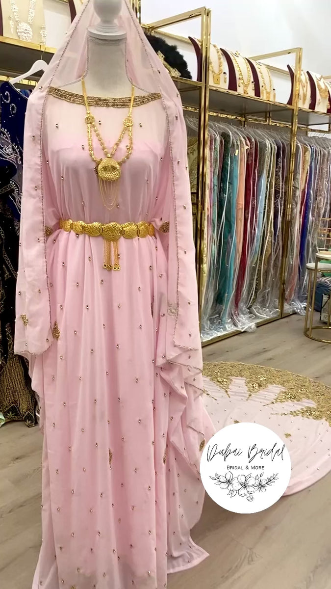 THE SIMPLE COLLECTION: Baby Pink Chiffon Bridal Dirac – Dubai Bridal