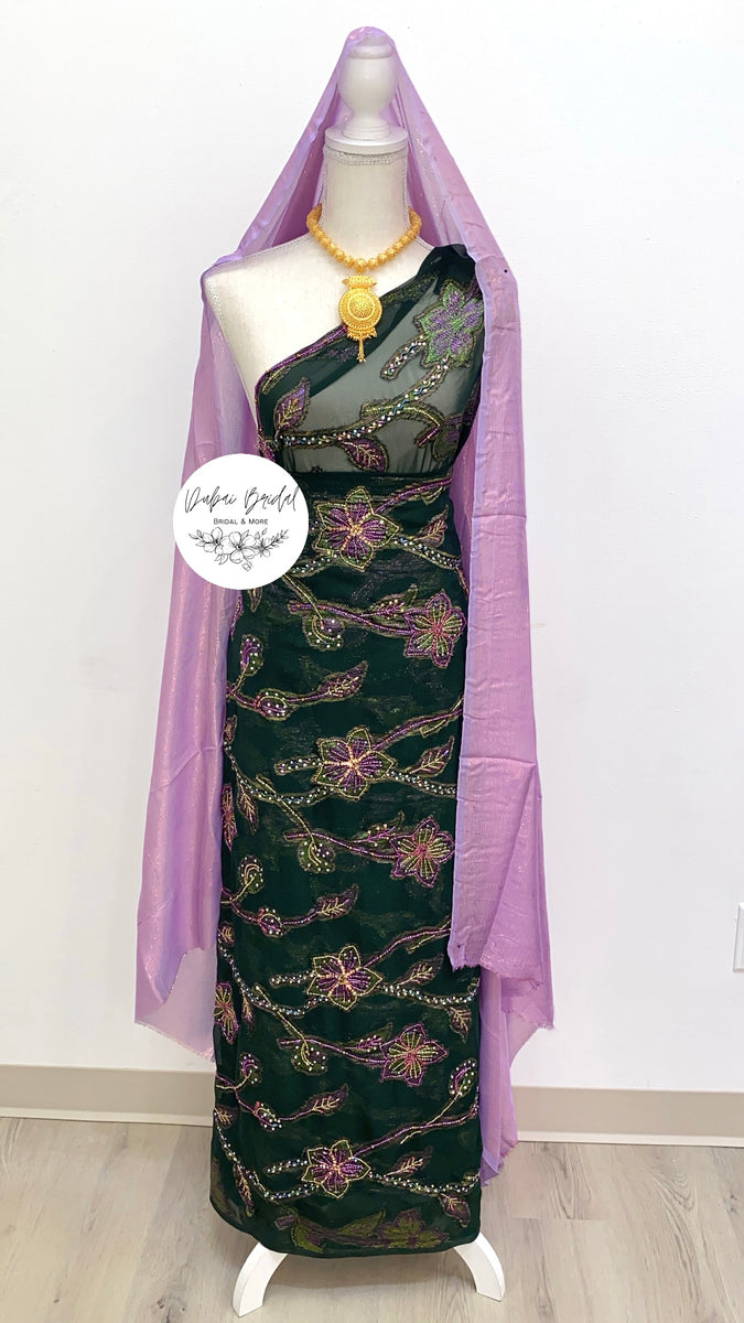 Emerald Green & Purple Nikkah Dirac – Dubai Bridal
