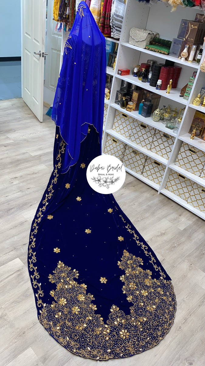 ZAINAB Royal Blue Velvet Bridal Dirac – Dubai Bridal